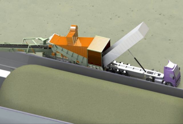 Truck Unloader | Tracked Bulk Reception Feeder - SKE Industries